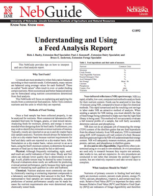 Understanding and Using a Feed Analysis Report | G1892 | 2008 | Nebraska Extension Publications